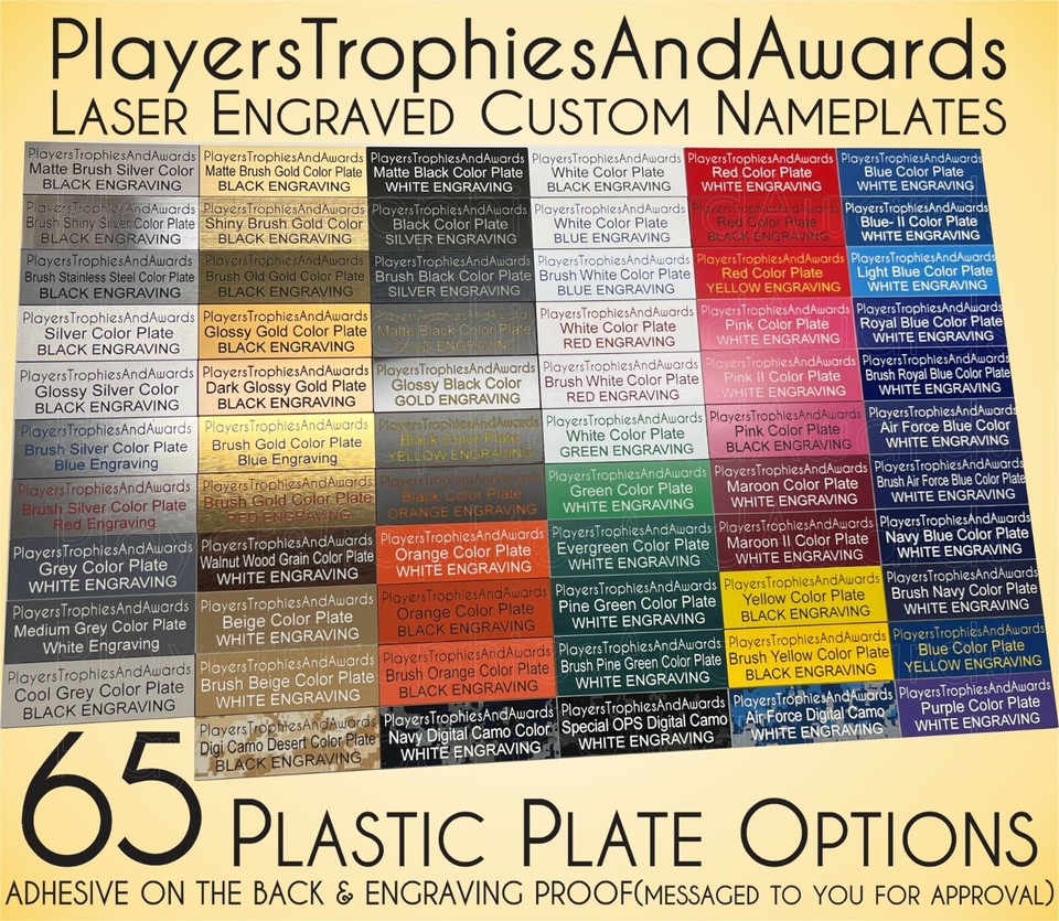.75 x 1.75 PLASTIC Engraved name plate custom Trophy Tag Engraving ...