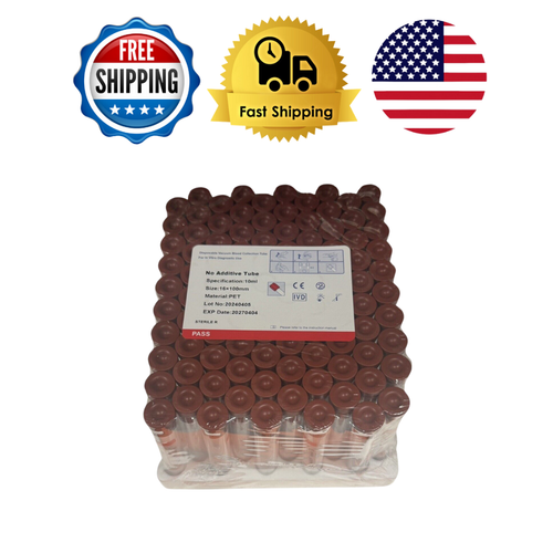 Blood Collection Red Rubber top No Additives,16X100MM,10ML,EXP 04/2027 ...