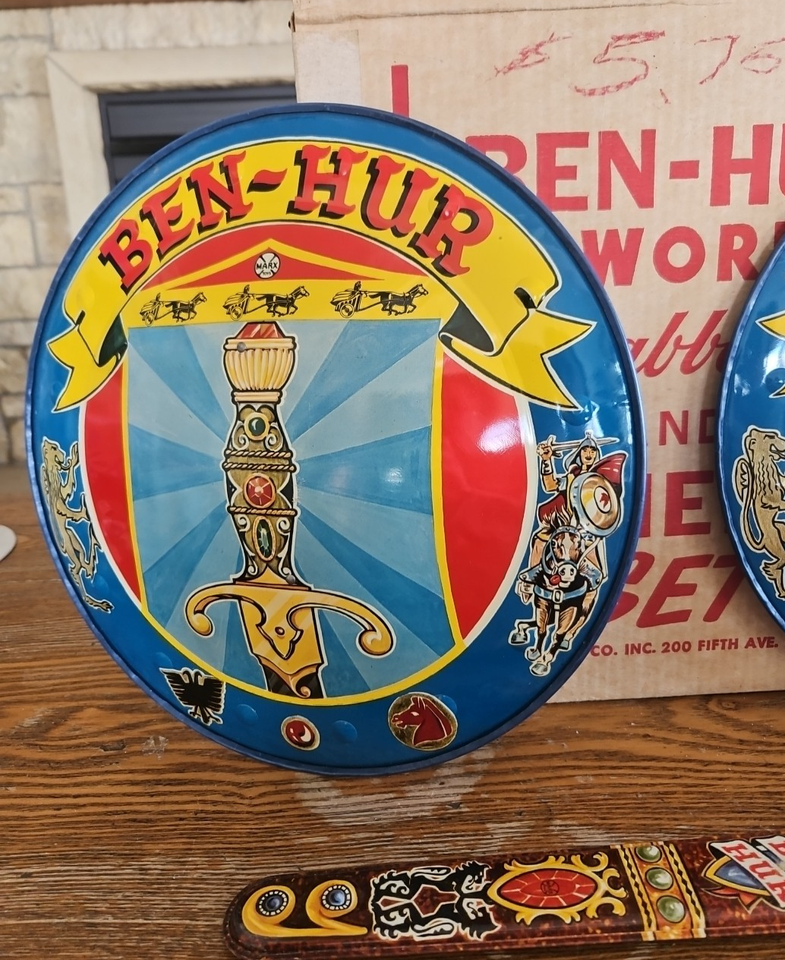 1959 Louis Marx Ben-Hur Sword Scabbard & Shield Set MINT in Original ...
