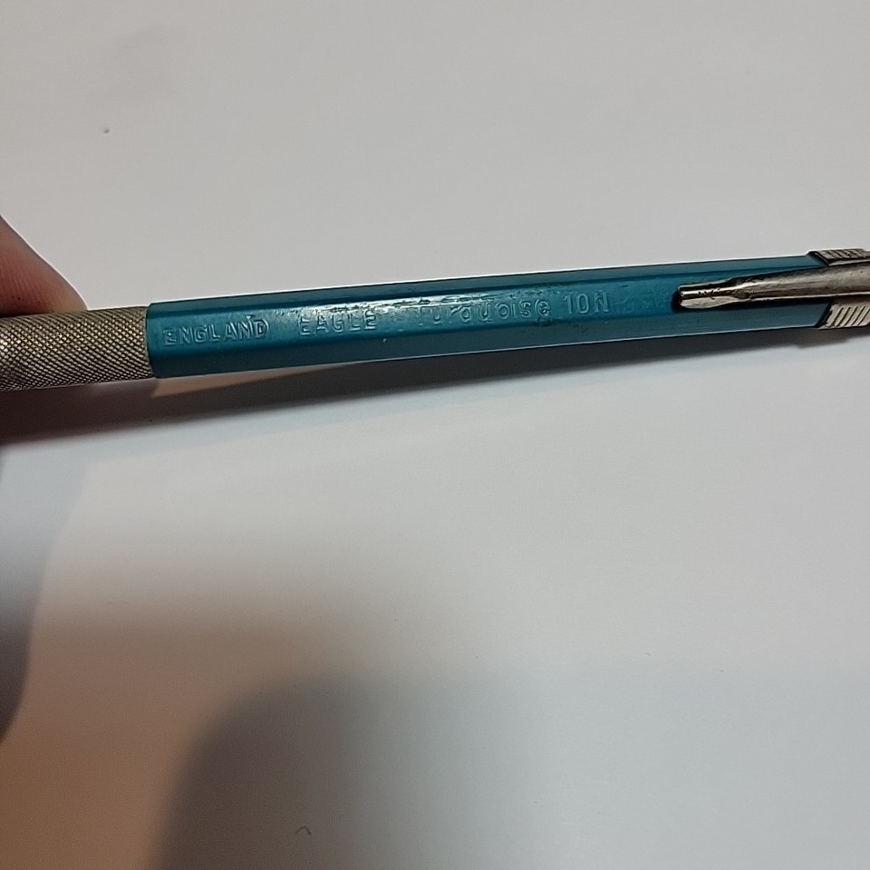 VTG England Eagle Turquoise 10 Lead Holder Drafting Drawing Pencil w ...