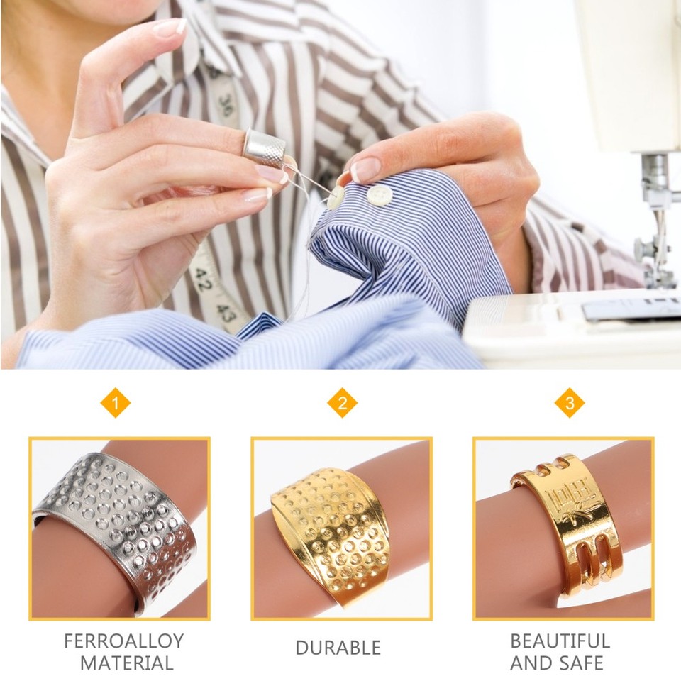 12Pcs Sewing Thimbles Metal Finger Sleeves Needlework Thimble Rings ...