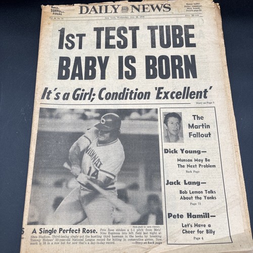 NY Daily News 1st Test Tube Baby Born Full Newspaper Sex Pistols Feb 3 ...