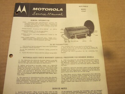 1955 1956 Chevy Motorola Radio Service Manual CTA6T | eBay