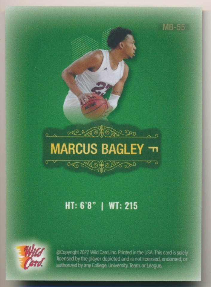 MARCUS BAGLEY MB-55 2022-23 Wild Card Matte GREEN RC 68/200 ARIZONA ...