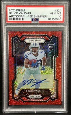 2023 Panini Prizm NFL FOTL Cowboys RC Deuce Vaughn Auto Red Shimmer /35 ...