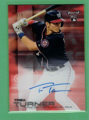 2016 TOPPS FINEST TREA TURNER AUTO RED REFRACTOR PARALLEL ROOKIE RC 2/5 ...