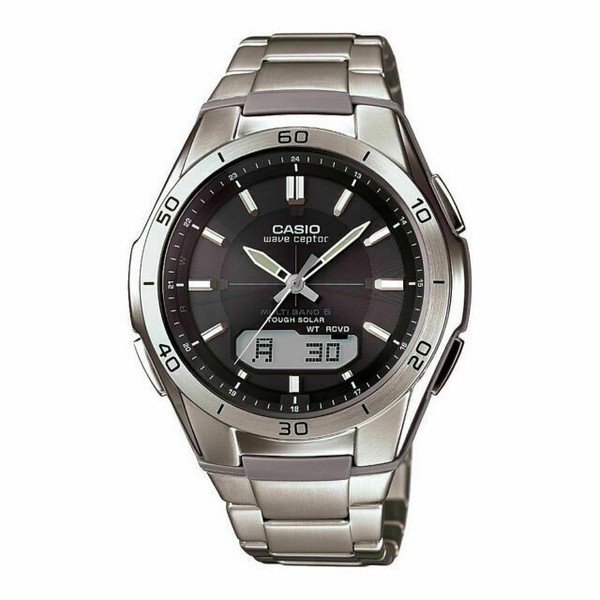 Casio Wave Ceptor Analog-Digital Stainless Steel Men's Watch - Silver ...