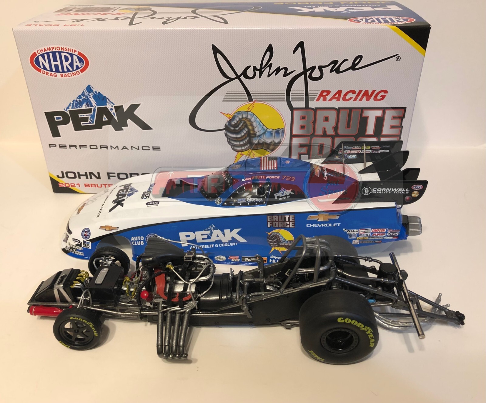 John Force 2021 Autoworld NHRA Peak Antifreeze Chevy Camaro Funny Car 1 ...