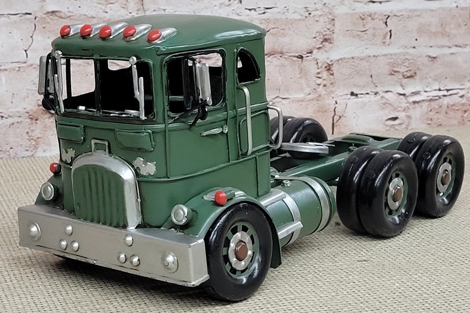 VINTAGE EUROPEAN FINERY BRONZE SEMI TRACTOR TRUCK TRAILER PRESSED STEEL ...