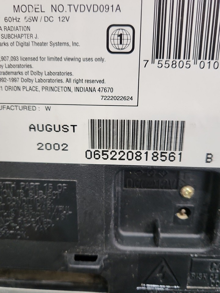 ORION TVDVD091A 9" Portable Color TV DVD Player | 480p | Silver | Built ...