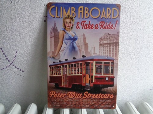 TOLE METAL PIN UP TRAIN PETERWITT STREETCARS NO PLAQUE EMAILLEE ANCIENNE 20 X 30 | eBay