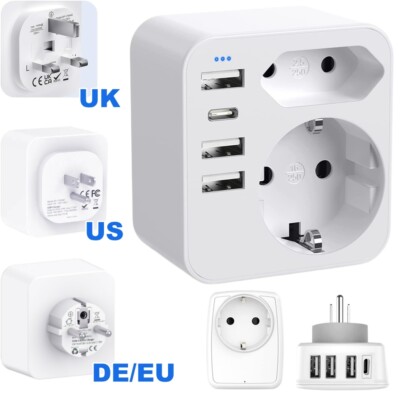 Reiseadapter DE auf USA UK GB England 3pin Steckdose Reisestecker ...