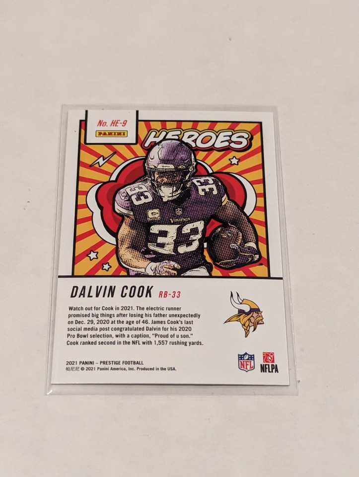DALVIN COOK 2021 Panini Prestige Football HEROES Insert HE-9 Minnesota ...