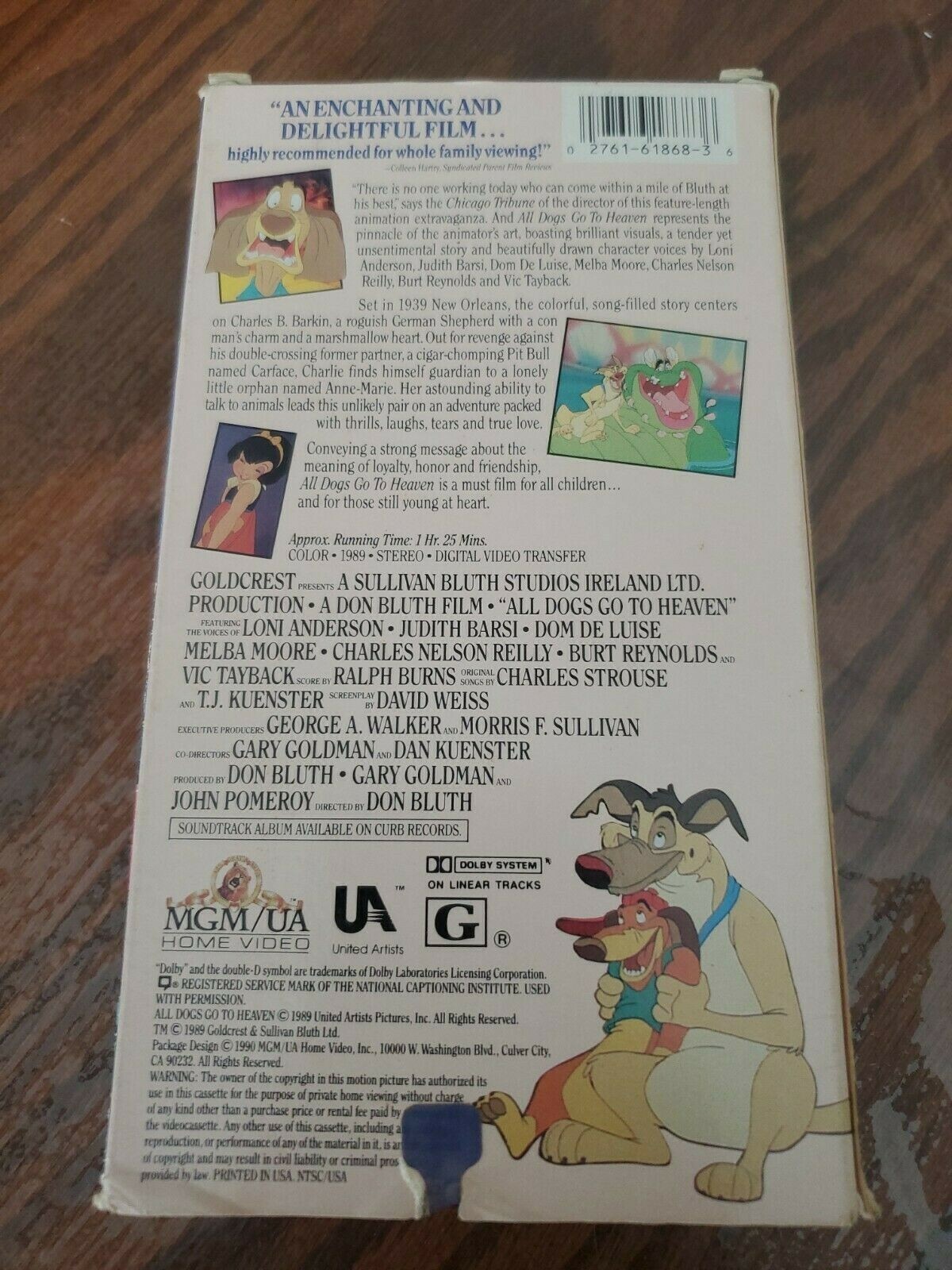 A Don Bluth Film All Dogs Go to Heaven (VHS Tape, 1990) Slip Sleeve ...