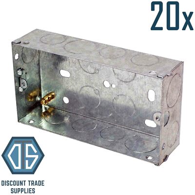 20x 2 Gang 25mm Double Metal Back Box Galvanised Switch Socket Twin ...
