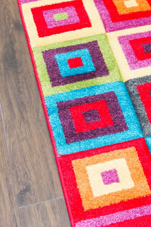 Multi Coloured Rugs Runners Carpet Rainbow Design Mat Hand Carved ...