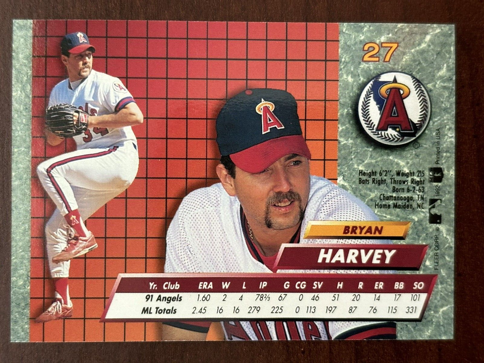 Bryan Harvey California Angels Vintage Fleer Ultra 1992 Card 27 | eBay
