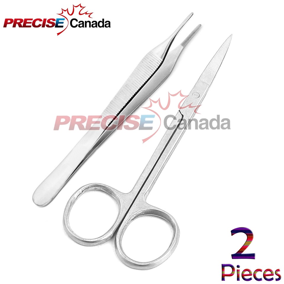 Kit of 2 Suture Removal Surgical Instruments Adson Forceps + Iris ...