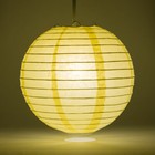(5-PACK) 16" Lemon Yellow Chiffon Round Paper Lantern, Even Ribbing ...