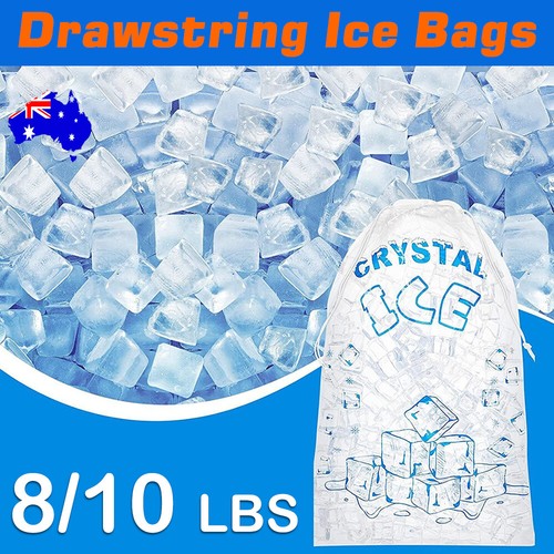 100PCS Durable Ice Storage Bag with Drawstring Closure Ice Bags For BBQ ...