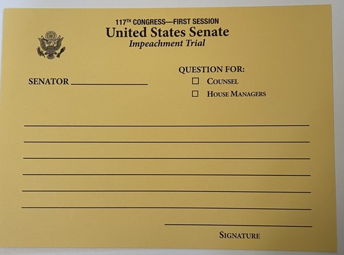 117th Congress Donald Trump First Session Senate Impeachment Trial ...
