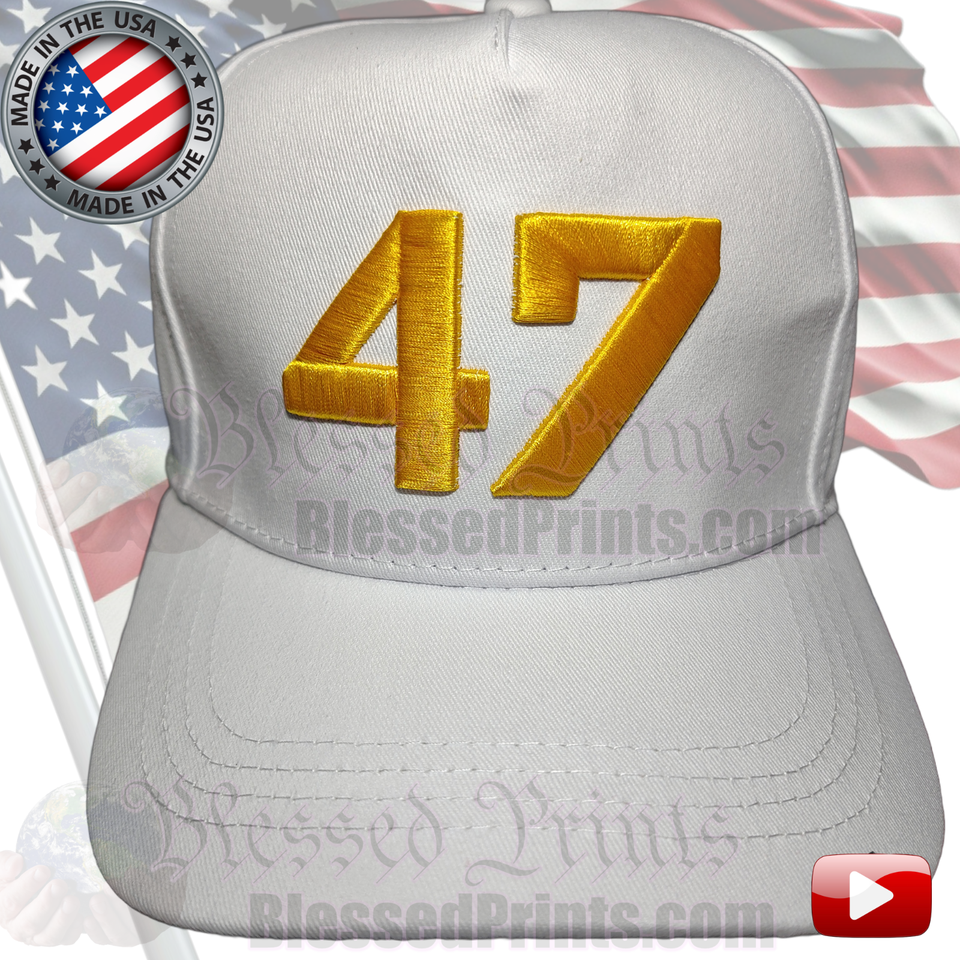 Charlie Kirk 47 White Gold Hat TPUSA Turning Point USA Adjustable Cap ...