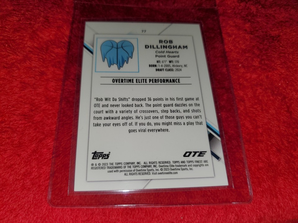 2023 TOPPS FINEST OVERTIME CARD OF ROB DILLINGHAM RC SPECKLE 049/175 | eBay