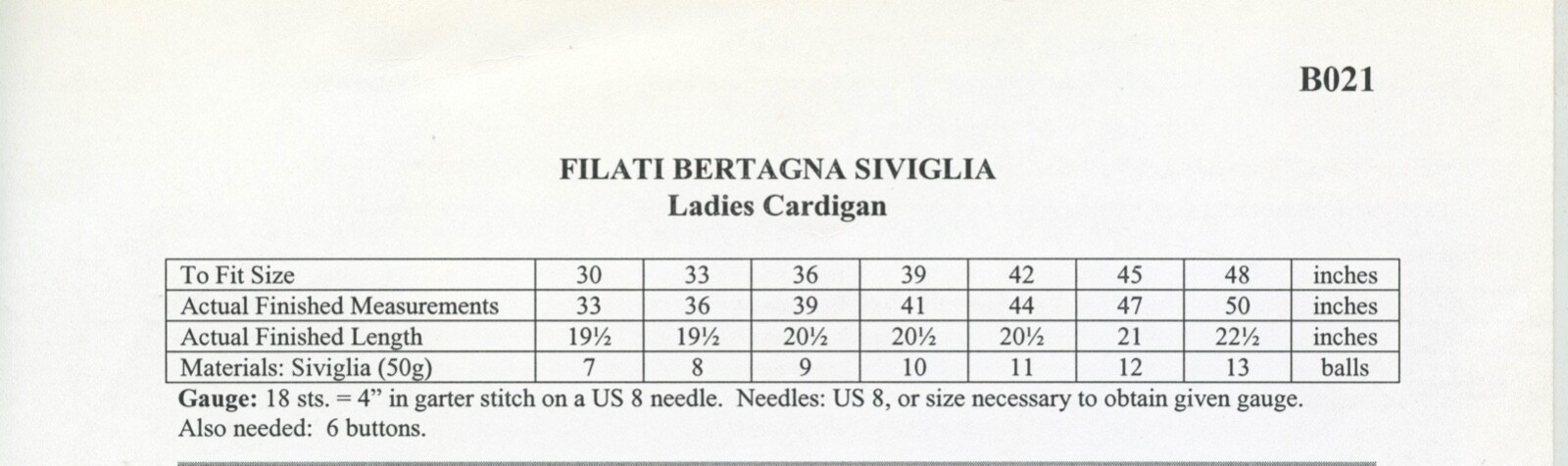 Plymouth Yarn KNITTING PATTERN B021 Siviglia Ladies Cardigan knit 7 ...