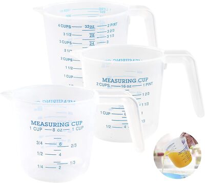 Surflyee Plastic Measuring Jugs 3PCS, Kitchen Baking Jugs Set, 1000ML ...