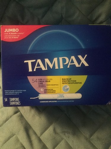 TAMPAX TAMPONS JUMBO 54 COUNT UNSCENTED (LITE, REGULAR & SUPER) - NEW ...