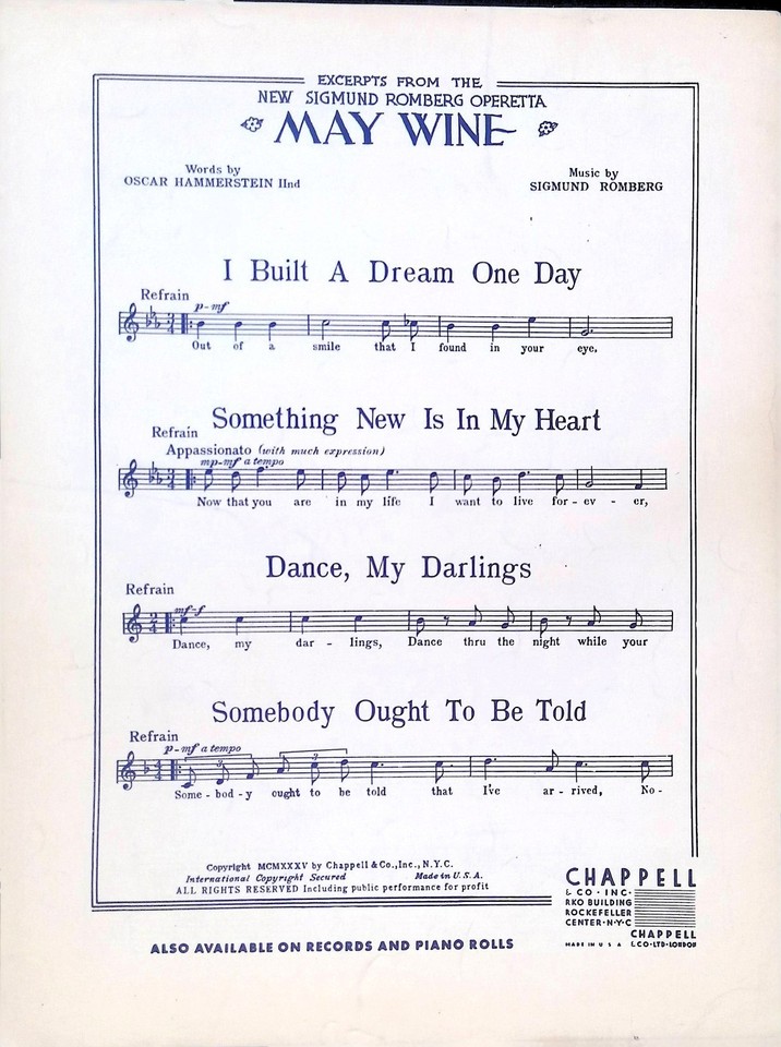 From Now Onward Sheet Music My Romance Sigmund Romberg Rowland Leigh ...