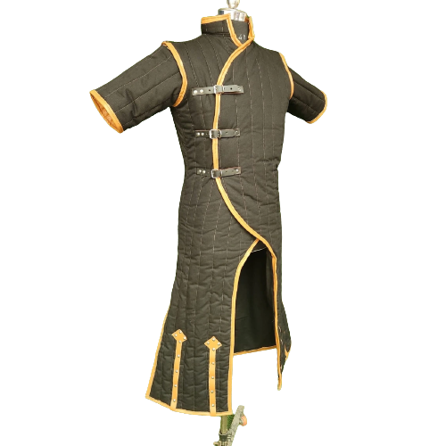 Medeival Gambeson Thick Padded Leather Belted Closure Jacket LARP | eBay