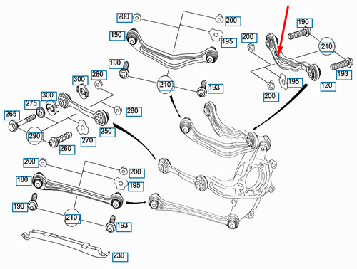 NEW MB S-CLASS W222 REAR RIGHT UPPER CONTROL ARM A2223500232 6.0 PETROL ...