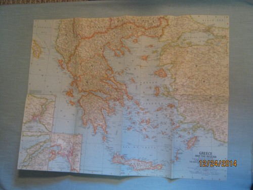 VINTAGE GREECE AND THE AEGEAN MAP National Geographic December 1958 | eBay