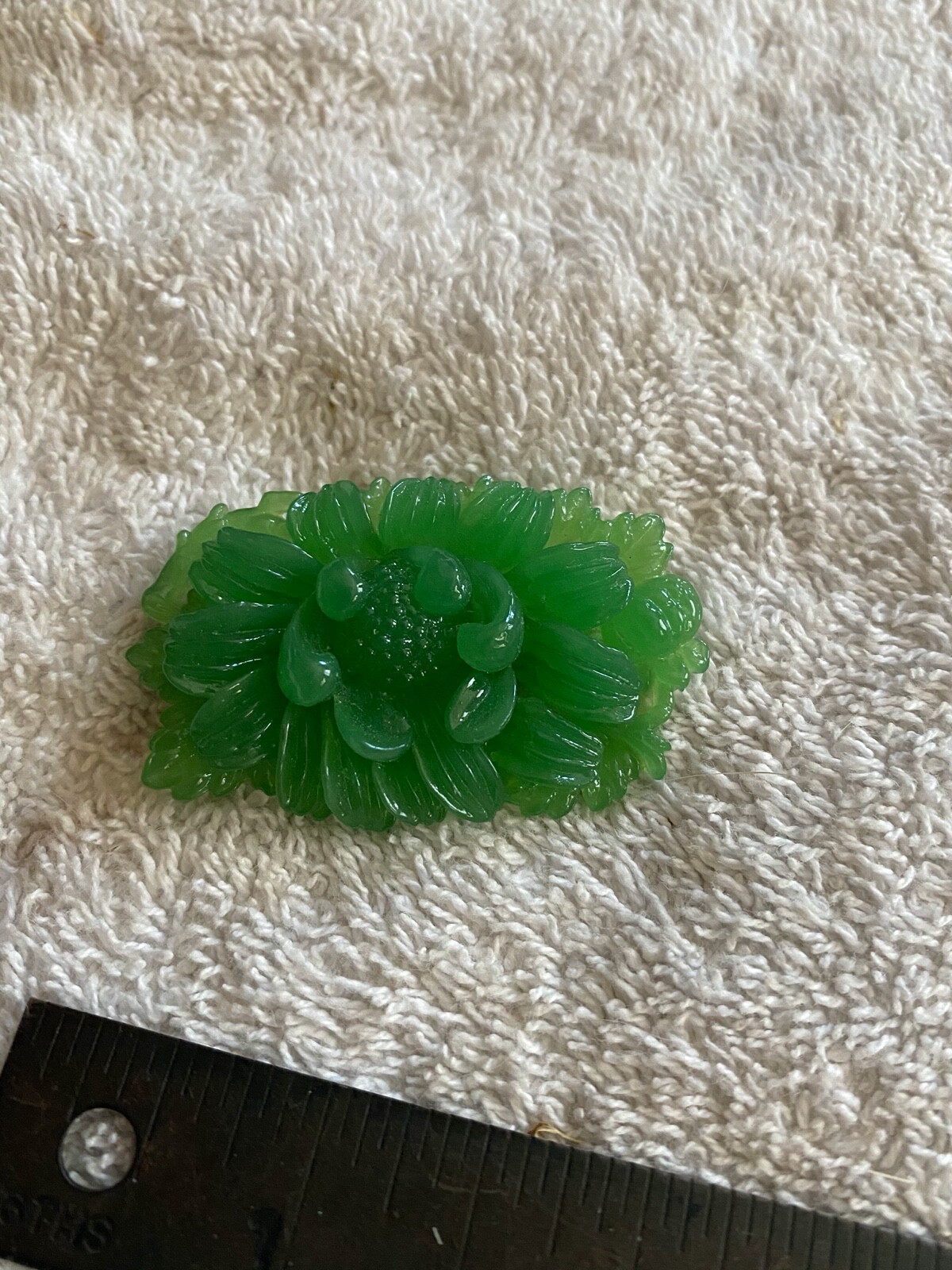 Vintage Plastic Green Floral Pin Made in Japan - Gem
