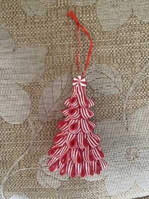 Small Stripped Taffy Red And White Looking Christmas Tree Ornament 4 ...
