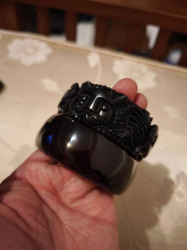 Unique Vintage bakelite cat bangle bracelets fishing cats cherry amber ...