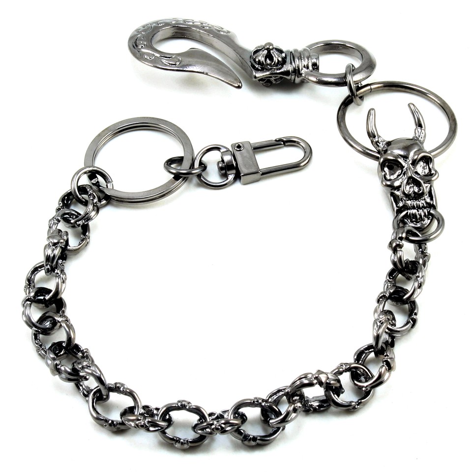 DK Skull Medieval Knight Gothic Key Jean Wallet Chain BLK/SLV CS104 ...