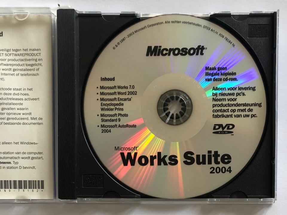 MICROSOFT WORKS SUITE 2004 DVD ROM – Dutch Issue Netherlands Excellent ...