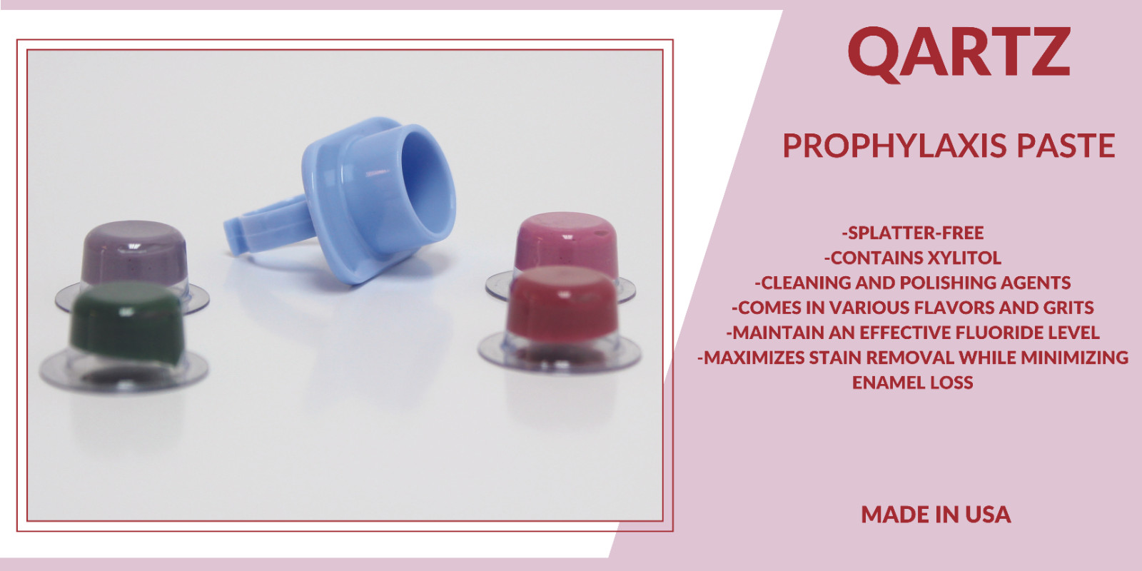 Prophy Paste Cups RASPBERRY COARSE Qartz 200/Box DENTAL NON SPLATTER W ...