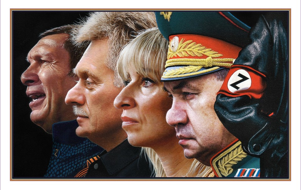 🇺🇸 PUTIN's "Z- ITEMS" - ORIGINAL PAINTING by KOUFAY 20"x32" CANVAS (COA ...