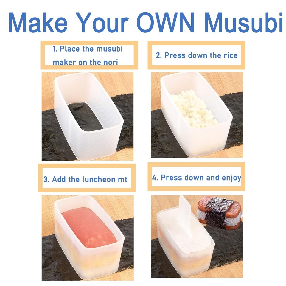 Clear Musubi Press Mold Kit, Non-stick Onigiri Mold, BPA-Free Sushi ...