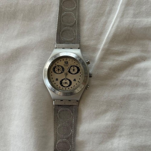 Swatch Chrono Silver Aluminum Mesh Band Vintage Watch Used | eBay