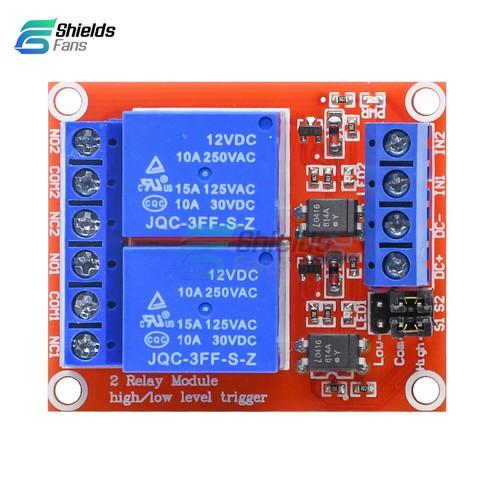 2-Channel 12V Relay Module Optocoupler High and Low Level Trigger for ...