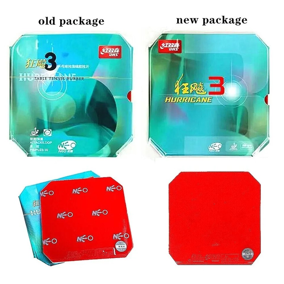 DHS NEO Hurricane 3 Rubber Table Tennis Pips In Rubber Sponge 39 ° 2 ...