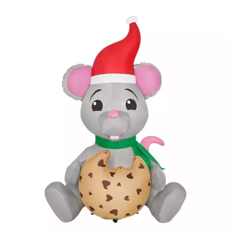 NEW HOME ACCENTS 6.5 FT SANTA MOUSE EATING COOKIE ANIMATED INFLATABLE ...