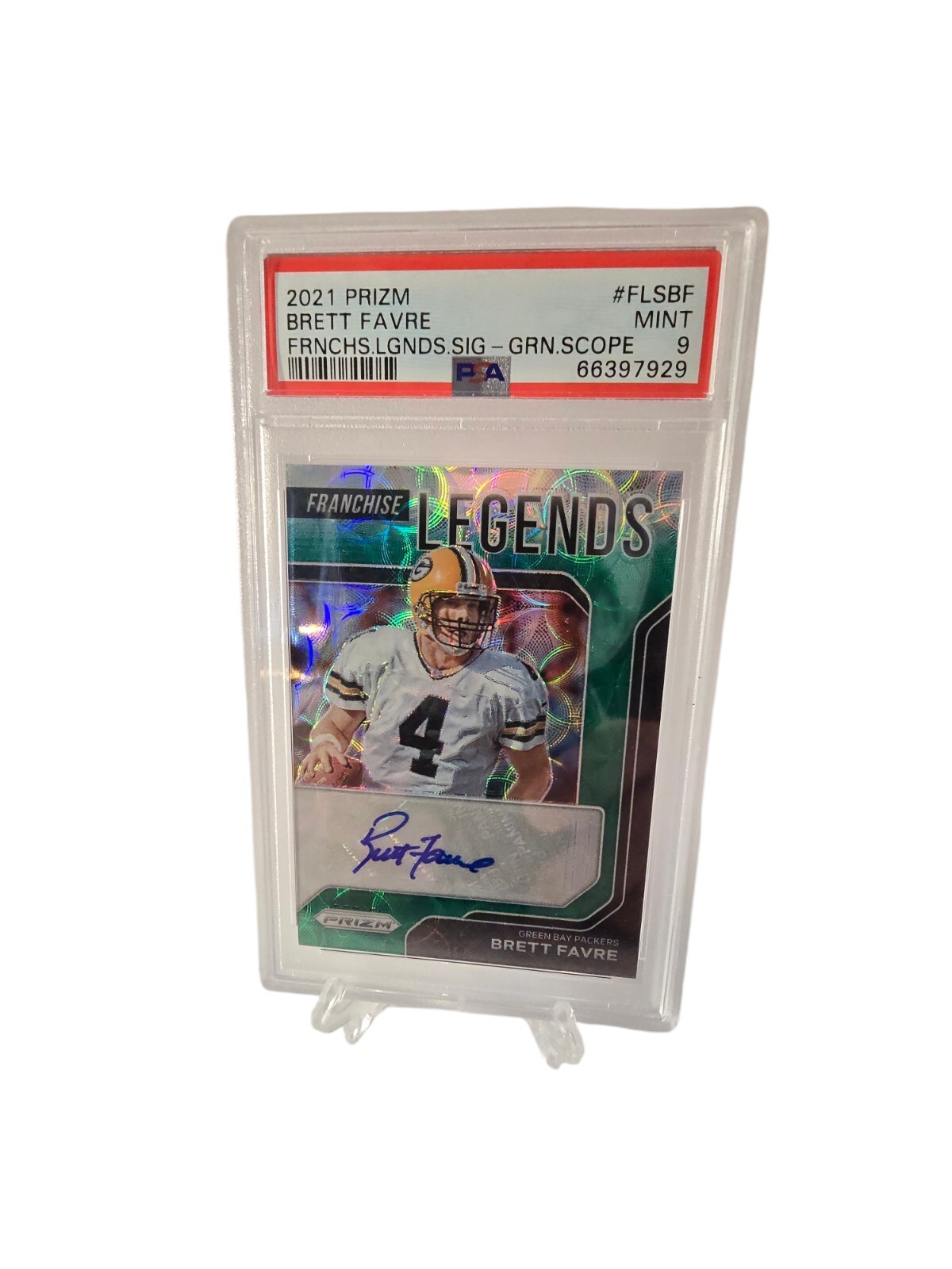 Brett Favre Auto 2021 PRIZM Football Franchise Legends Green Scope /49 ...