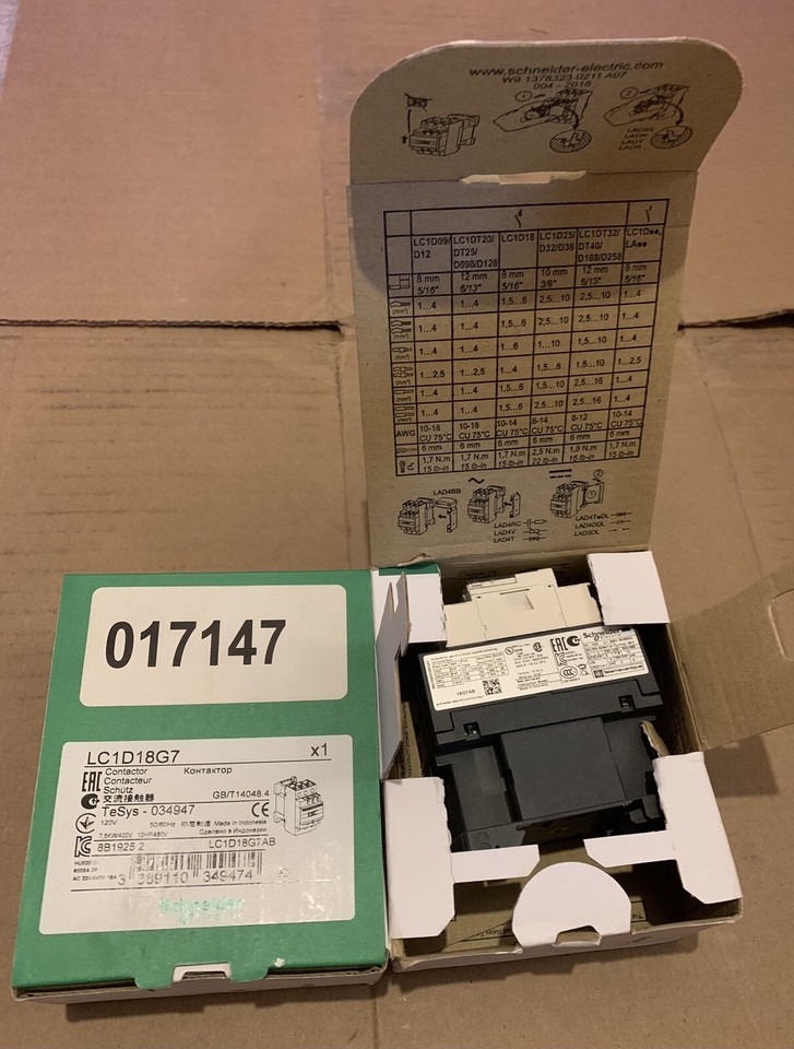 LC1D18G7 Schneider Electric Contactor 120v 017147 TeSys 034947 | eBay