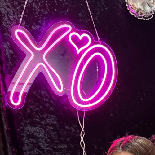 XO Sign with Heart, Pink Neon Signs with Blinking Heart, Valentine'S ...