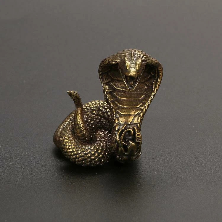 Antique Solid copper cobra figurine brass statue bronze snake sculpture ...